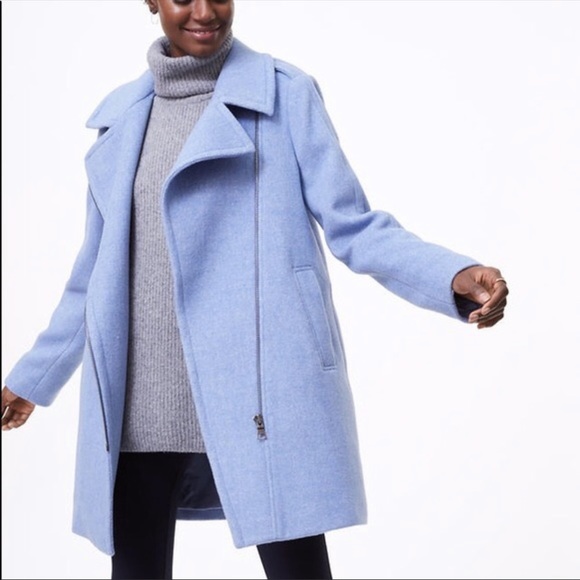 LOFT | Jackets & Coats | Loft Moto Coat Light Blue Xl | Poshmark